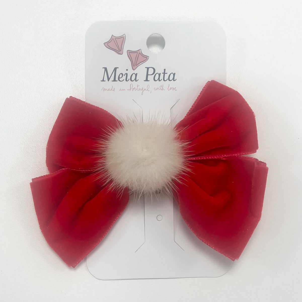 Meia Pata Velvet Pom Bow Clip Red – Liberty Rose Boutique