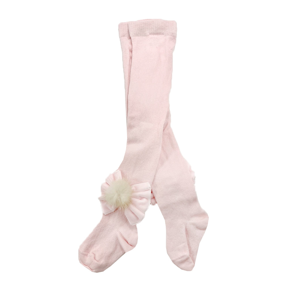 Meia Pata Pom Pom Velvet Bow Tights Dusky Pink | Spanish Tights | Girls ...